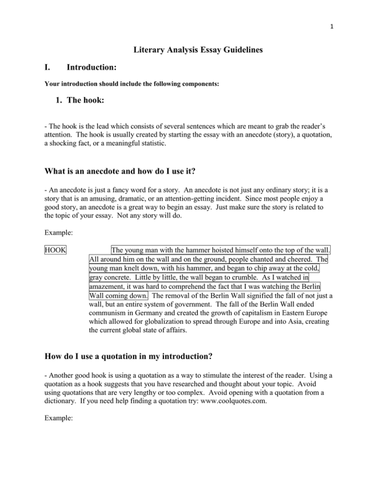 Literary Analysis guidelines