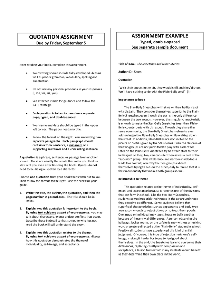 quotation assignment