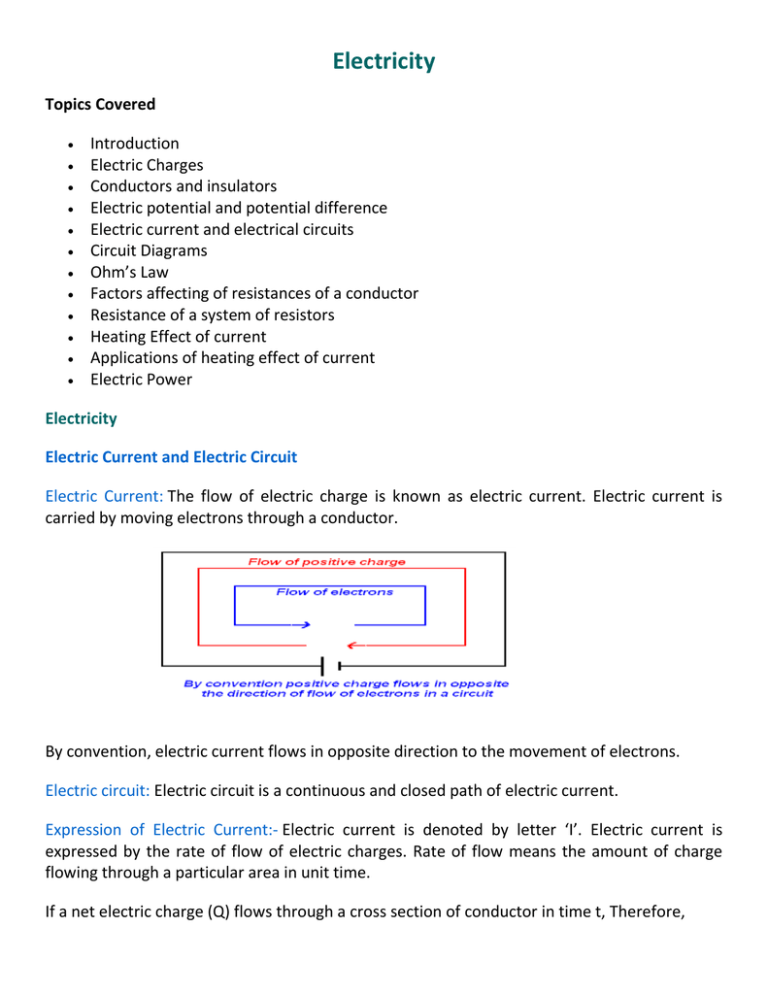 Electricity: Electric Current, Ohm's Law, and Circuits