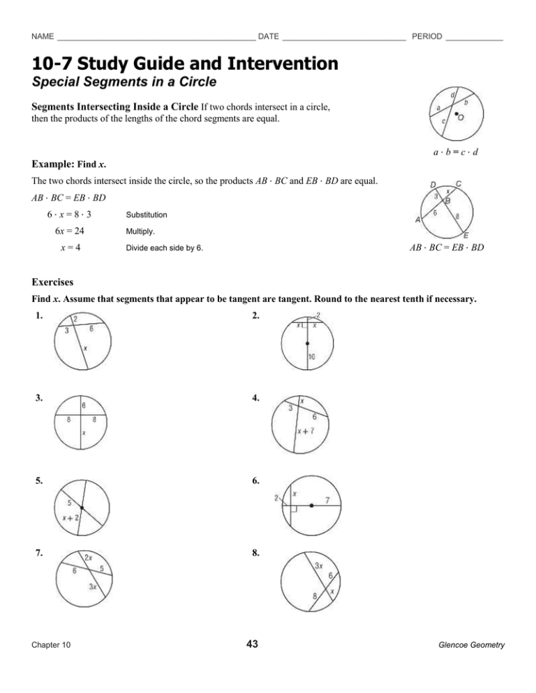 Special Segments in Circles: Geometry Study Guide