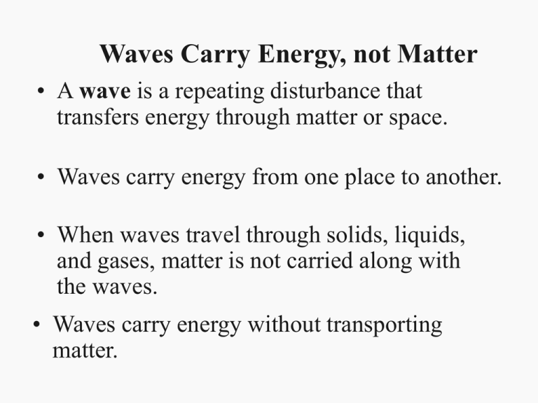 Waves: Energy Transfer, Properties, and Behavior