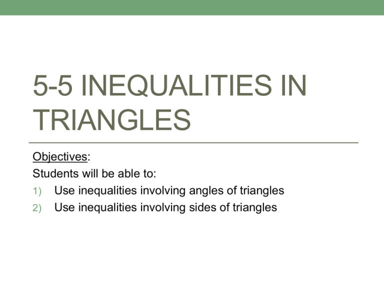 Inequalities in Triangles: Angles & Sides