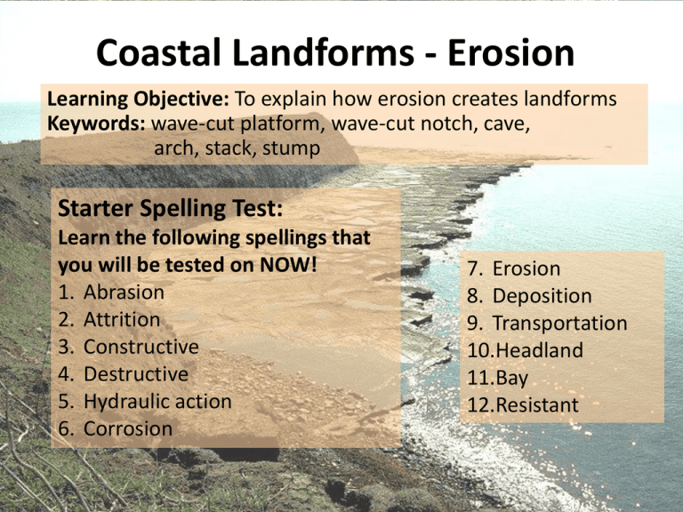 Coastal Landforms: Erosion Worksheet