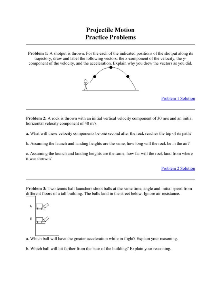 Projectile Motion Practice Problems