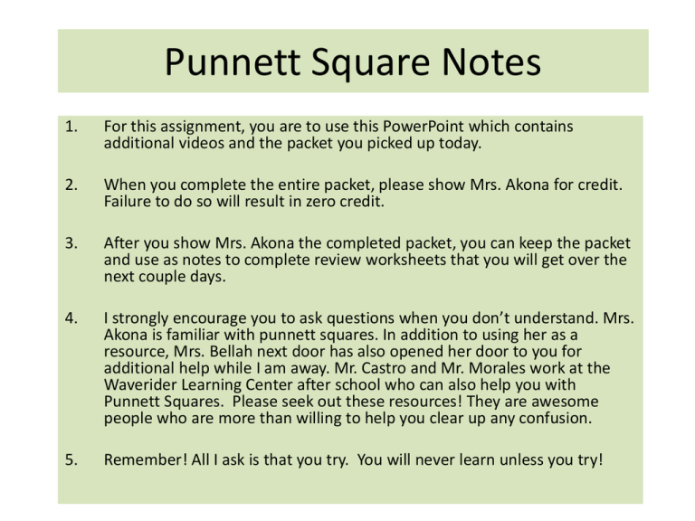 Punnett Square Notes