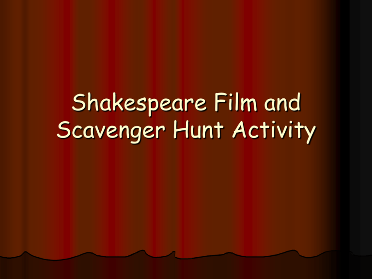 Shakespeare Film & Scavenger Hunt Activity Worksheet