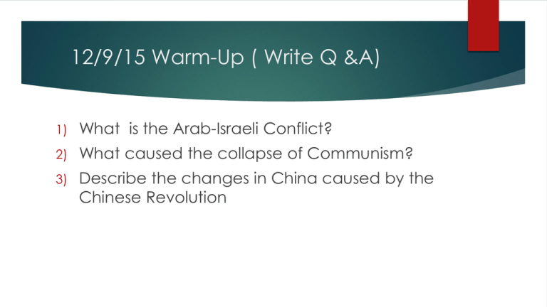 Modern World History: Cold War, China, Decolonization Review