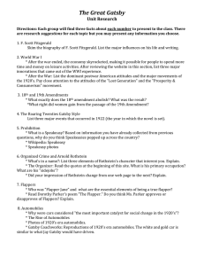 Webquest F. Scott Fitzgerald and The Great Gatsby