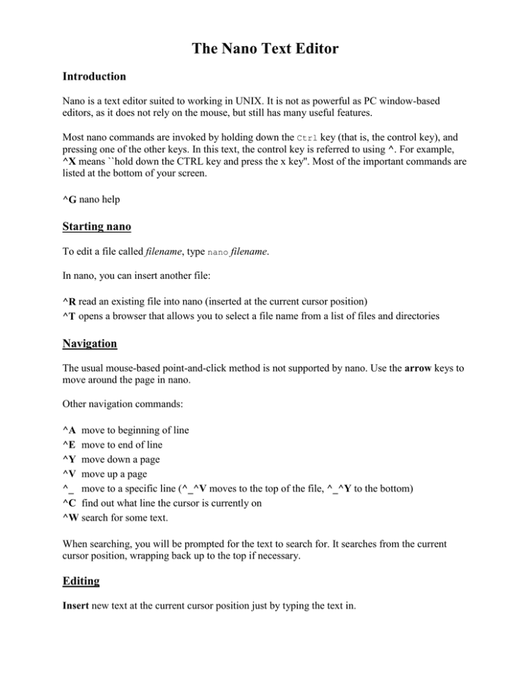 Nano Text Editor Tutorial: UNIX Command Line