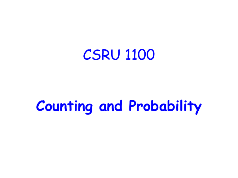 Counting And Probability Counting And Probability