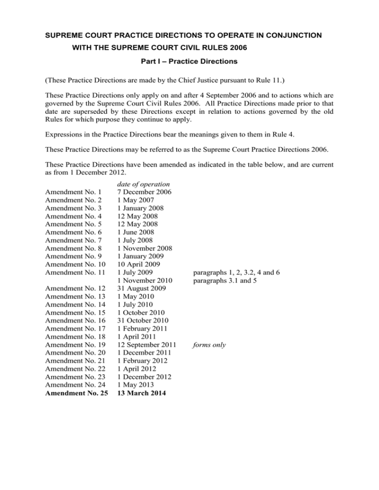 Practice Directions - Courts Administration Authority