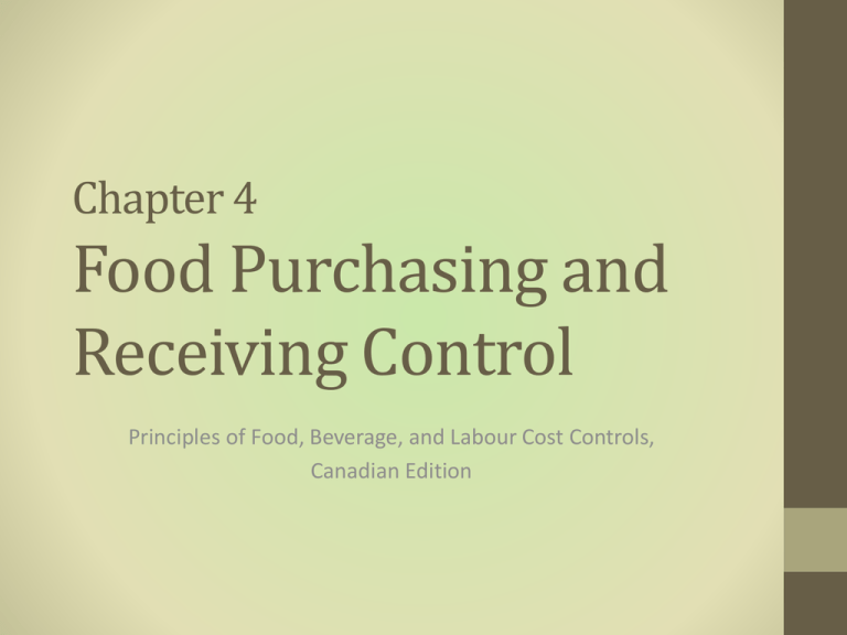 Food Purchasing & Receiving Control Presentation