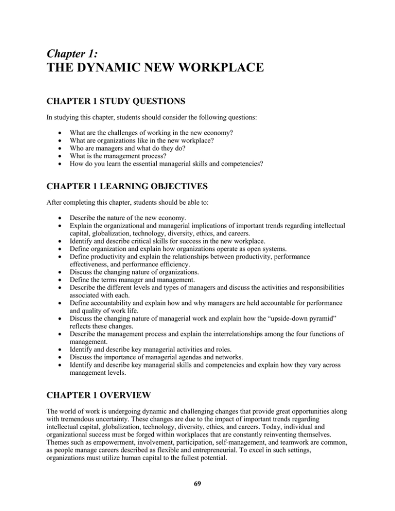 Chapter 1: The Dynamic New Workplace Chapter 1: The Dynamic New Workplace