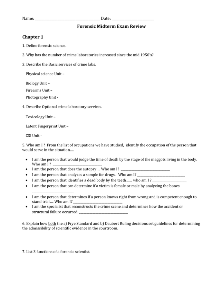 Forensic Midterm Review 1