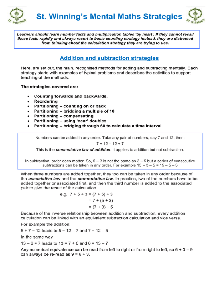 Mental Maths Strategies: Addition & Subtraction