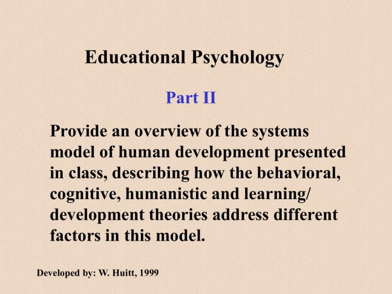 Model of Human Behavior II - Educational Psychology Interactive