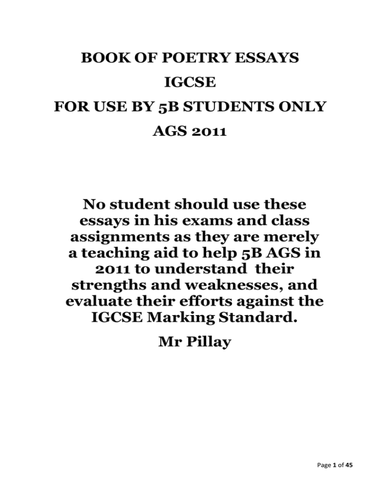 IGCSE Poetry Essay Examples: The Voice & Time Analysis