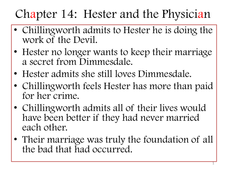 Scarlet Letter Chapters 14 & 15 Summary
