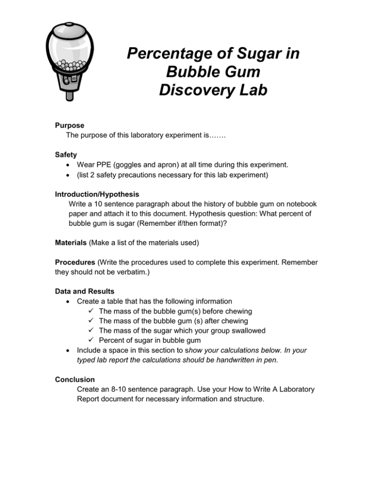 Bubble Gum Sugar Content Lab Report
