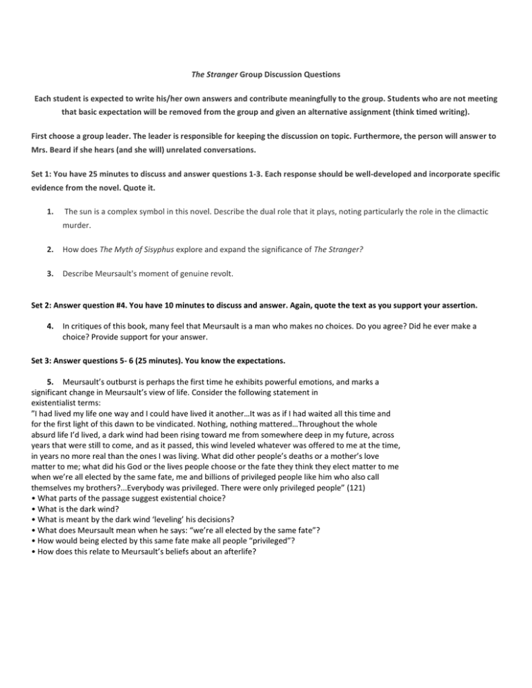 The Stranger Discussion Questions