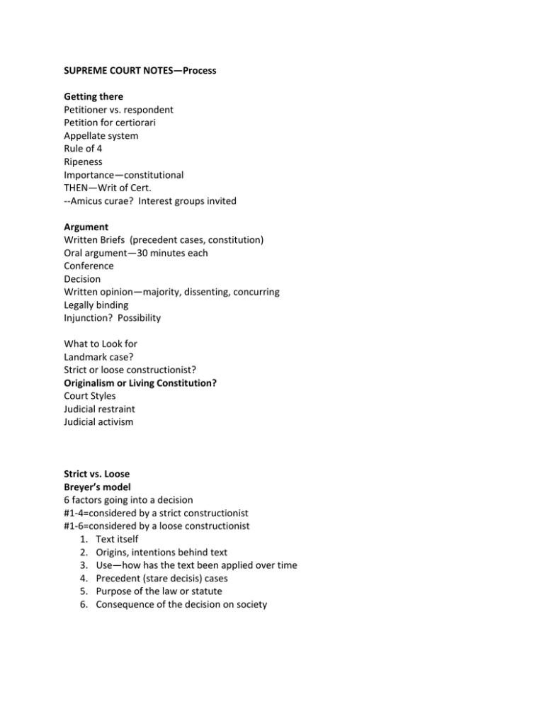 SUPREME COURT NOTES on process