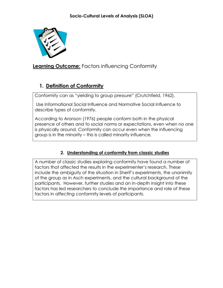 Factors influencing conformity