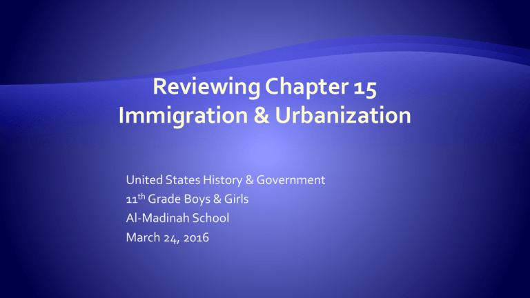 Immigration & Urbanization Review: US History