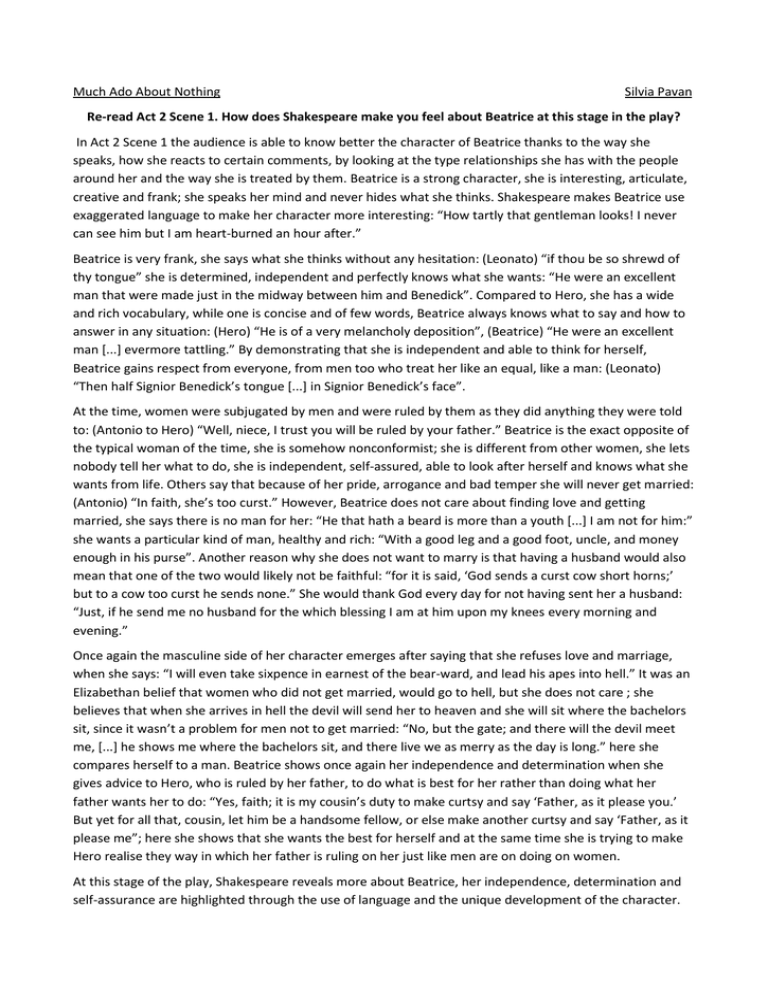 Beatrice in Much Ado About Nothing: Character Analysis