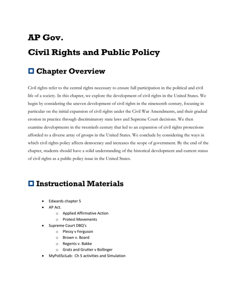 Civil Rights & Public Policy: AP Gov Course Material