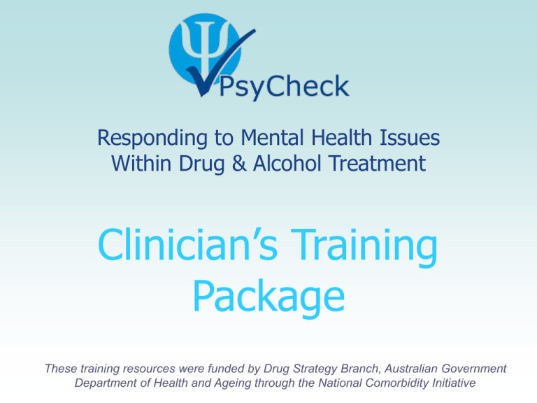 Mental Health & AOD Treatment: Clinician Training Package