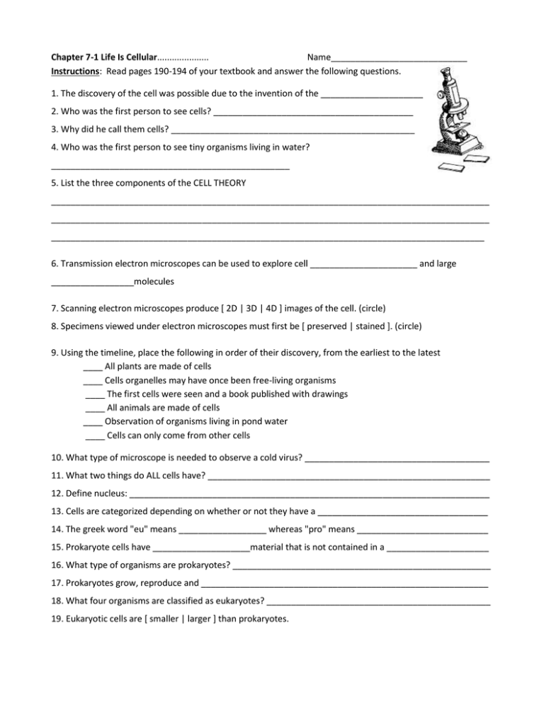 Cell Biology Worksheet: Structure and Function