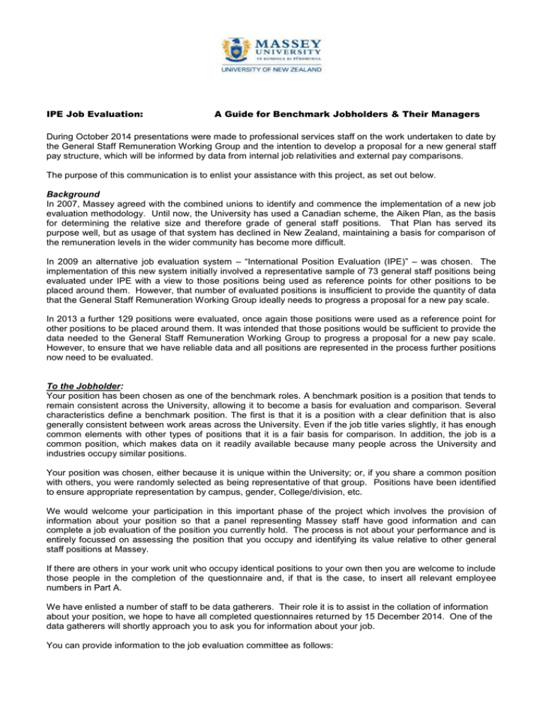 Guide to Job Holders and Managers IPE