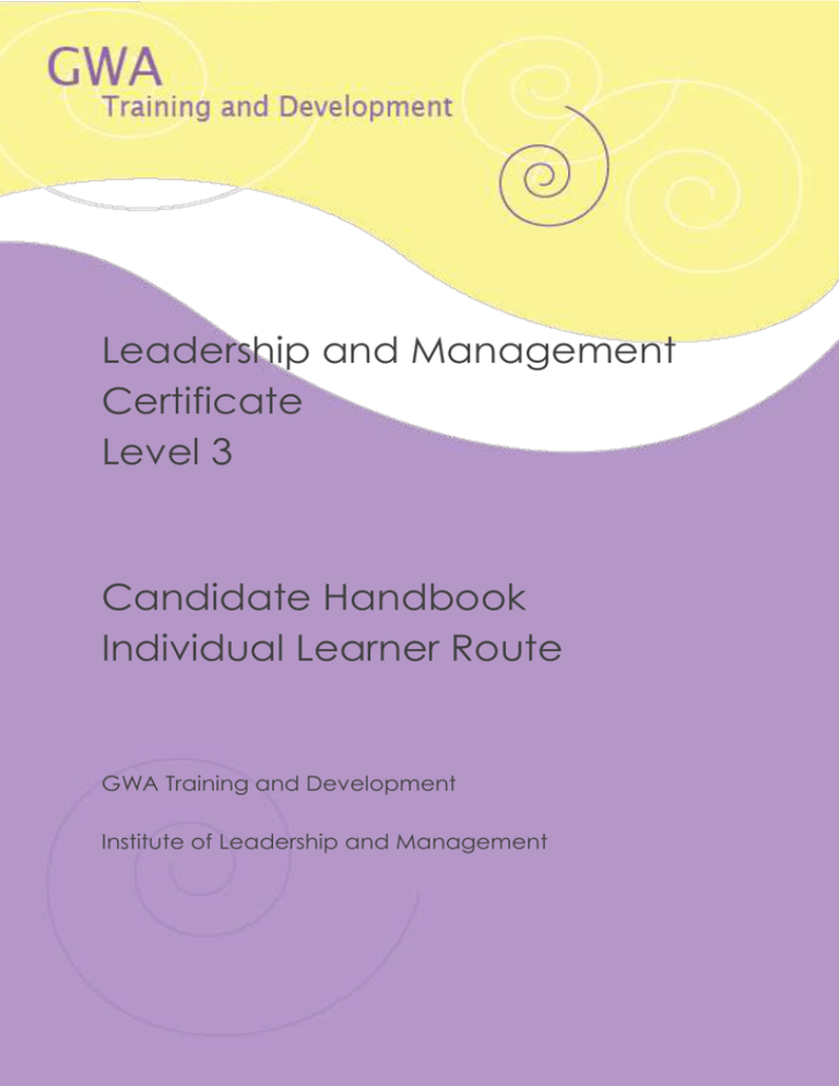 Leadership & Management Certificate Level 3 Handbook