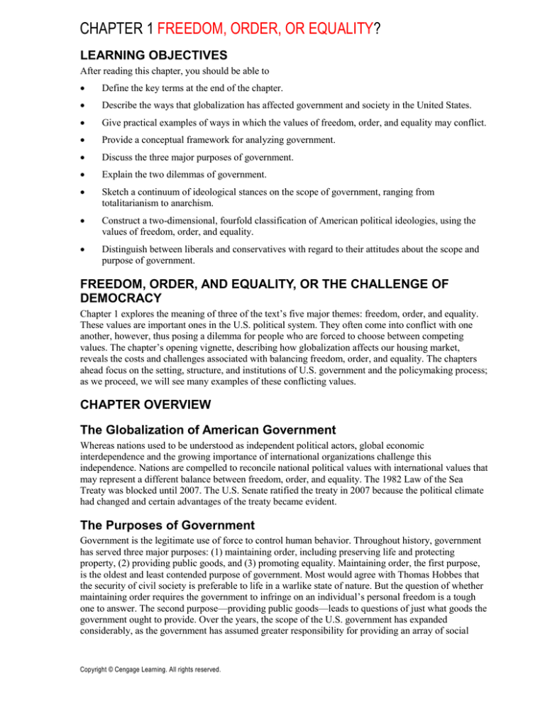 Freedom, Order, AND Equality, OR the Challenge of Democracy