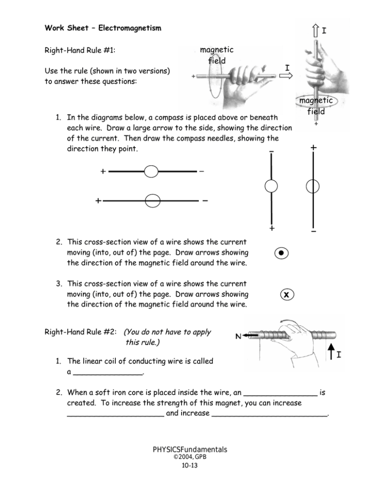 Electromagnetism Worksheet: Right-Hand Rules & Applications