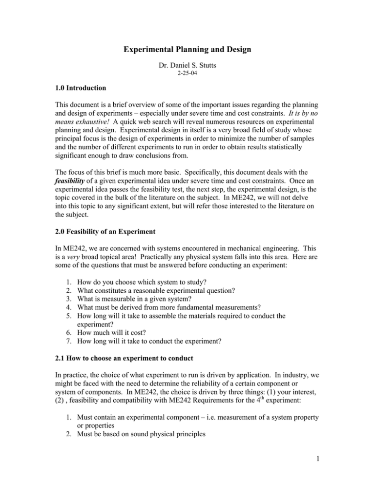 Experimental Planning and Design