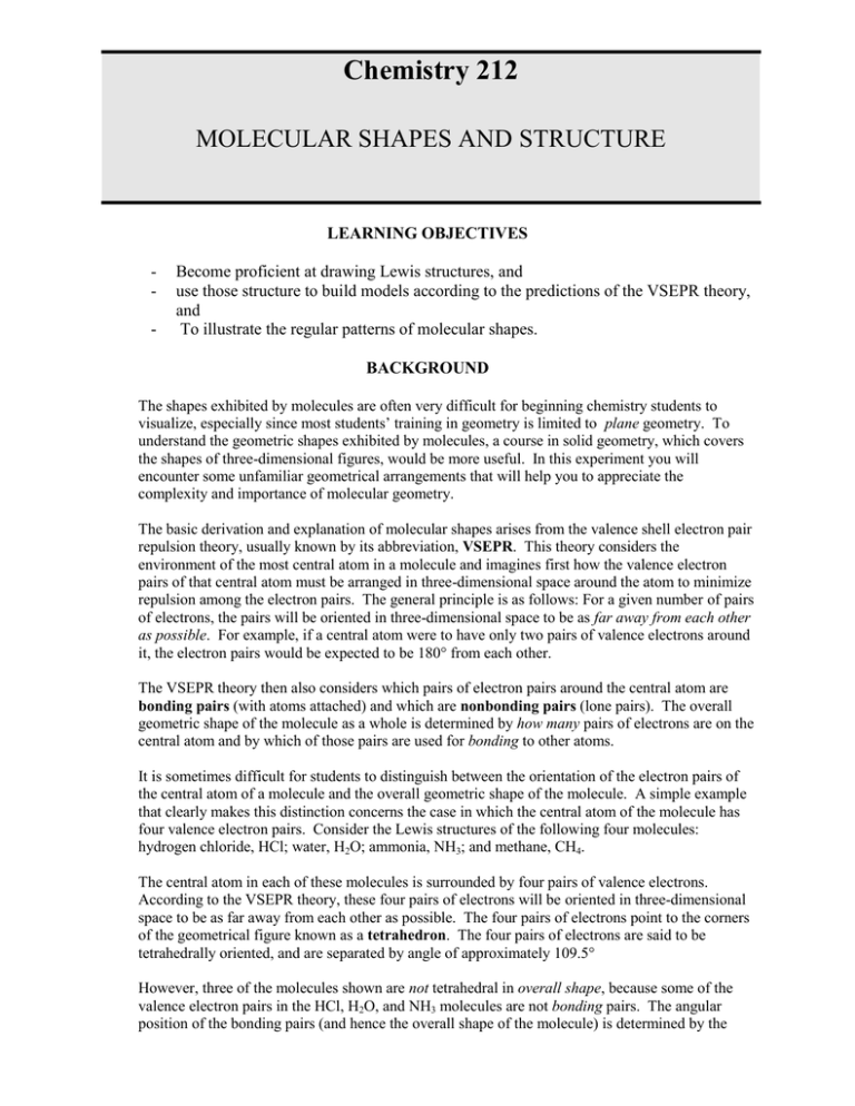 Molecular Shapes & VSEPR Theory: Chemistry Lab Manual