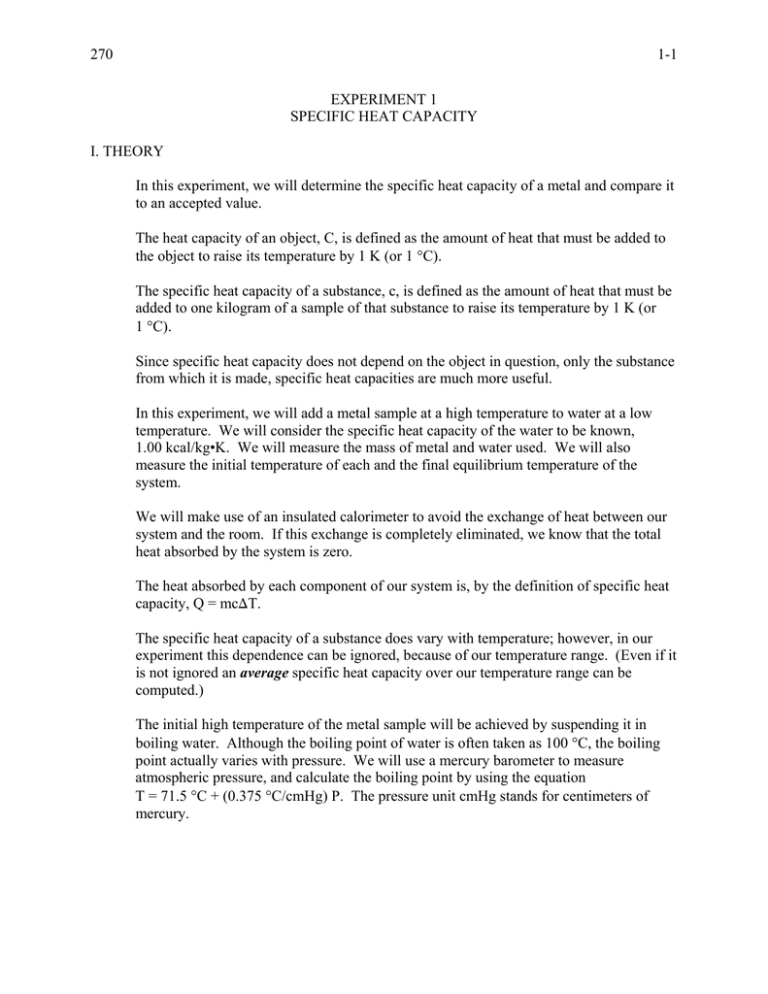Specific Heat Capacity Lab Experiment Guide