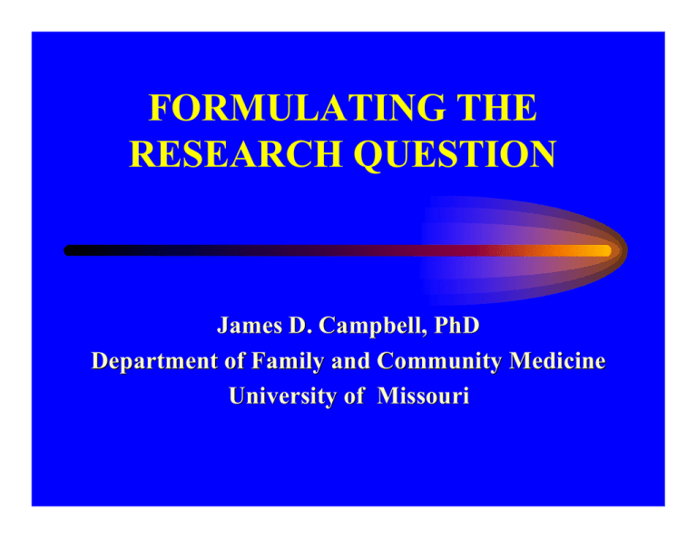Formulating Research Questions: A Guide