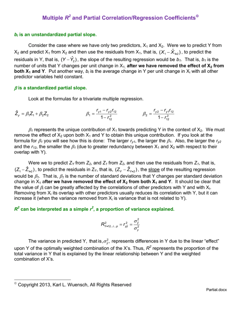 R and Partial Correlation/Regression Coefficients