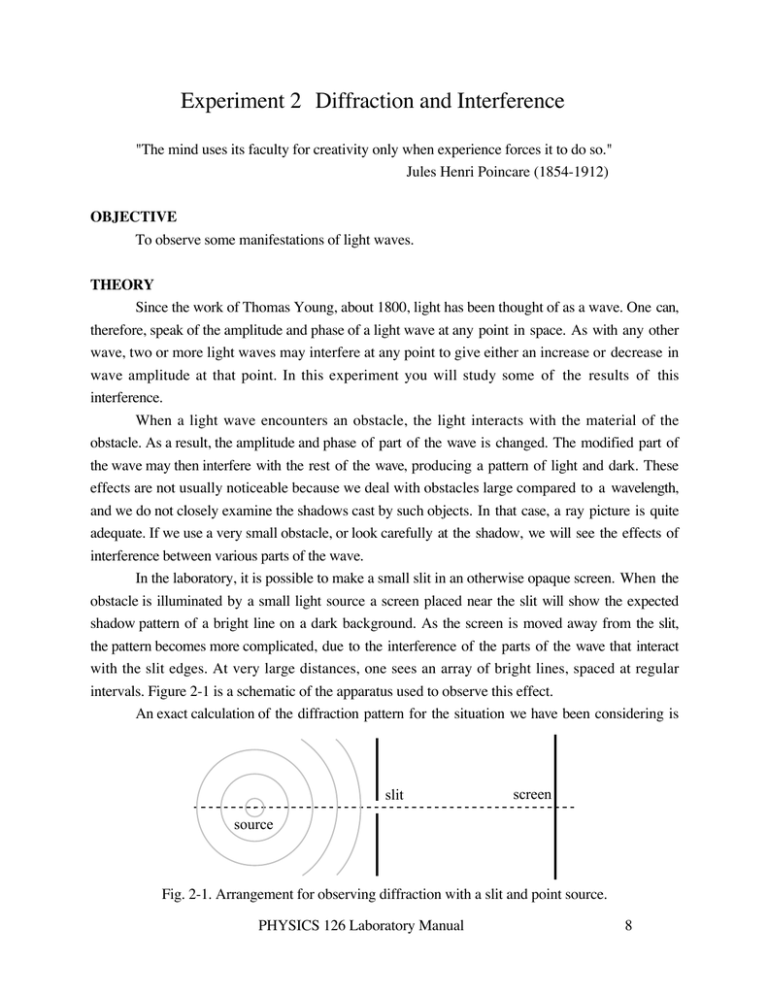 Experiment 2 Diffraction and Interference