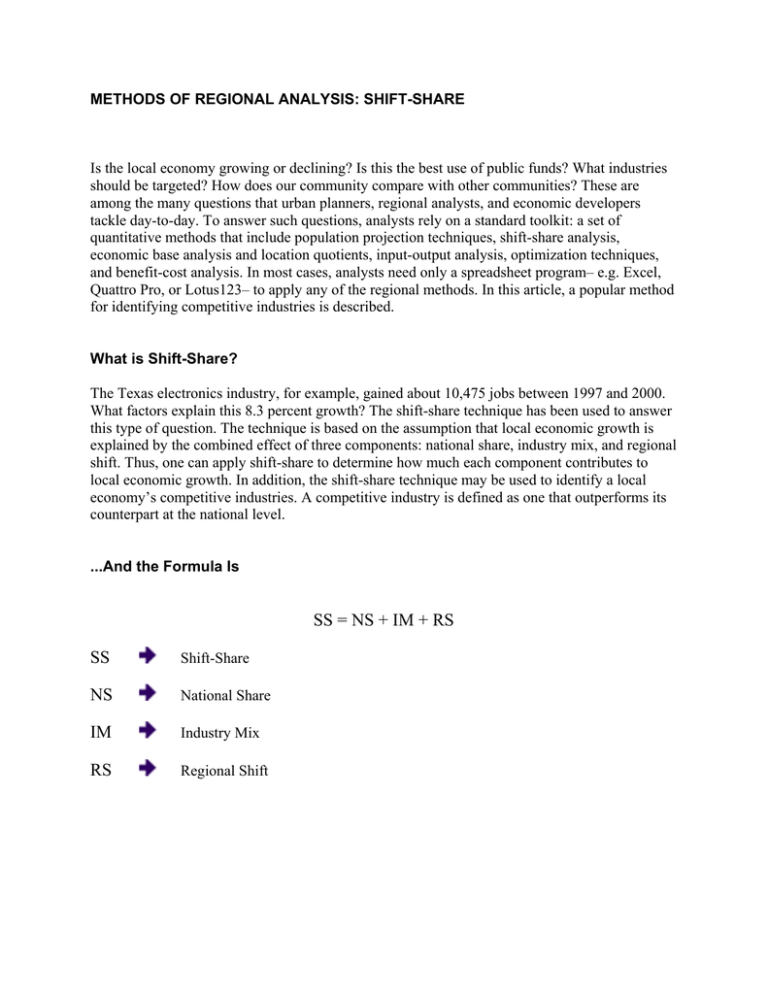 METHODS OF REGIONAL ANALYSIS SHIFT SHARE