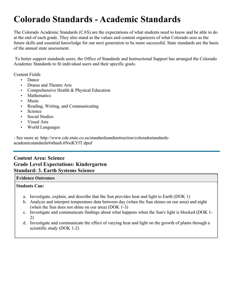 Colorado Standards - Academic Standards