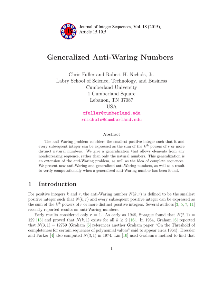 Generalized Anti-Waring Numbers