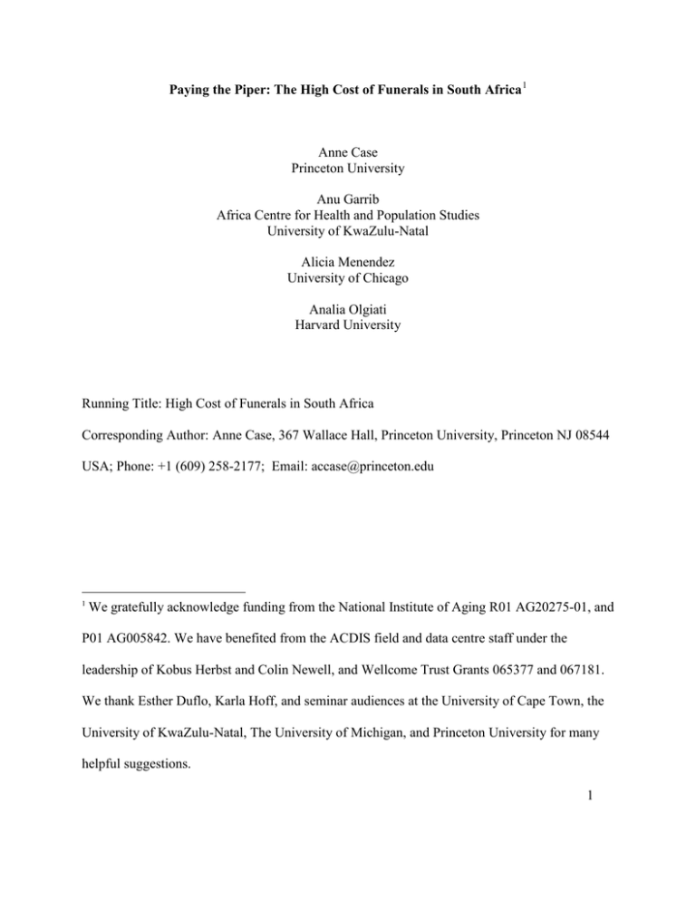 Anne Case Princeton University Anu Garrib