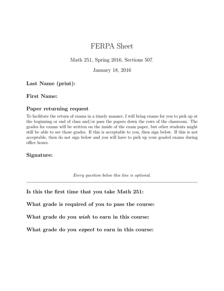 FERPA Sheet