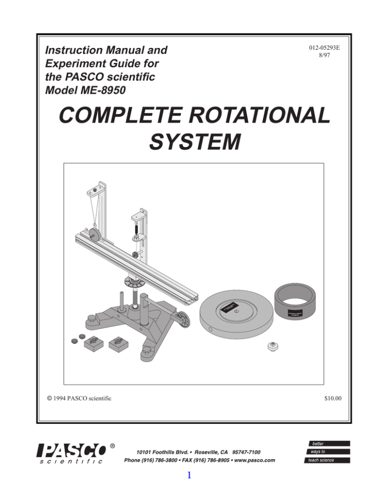COMPLETE ROTATIONAL SYSTEM 1 Instruction Manual and