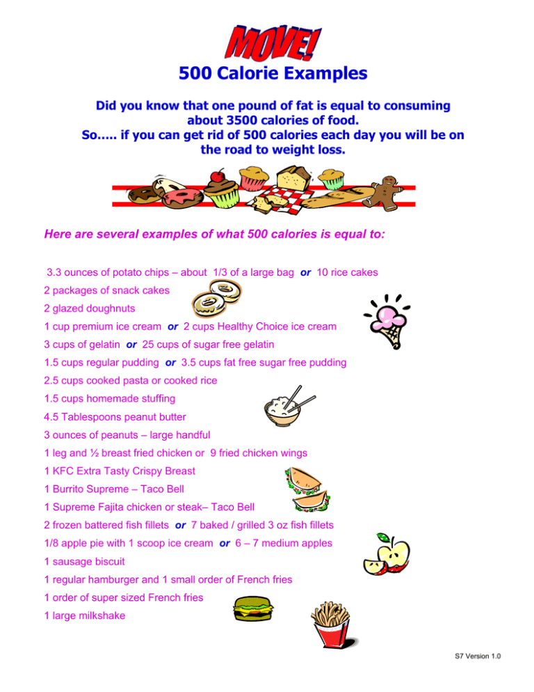 500 Calorie Examples