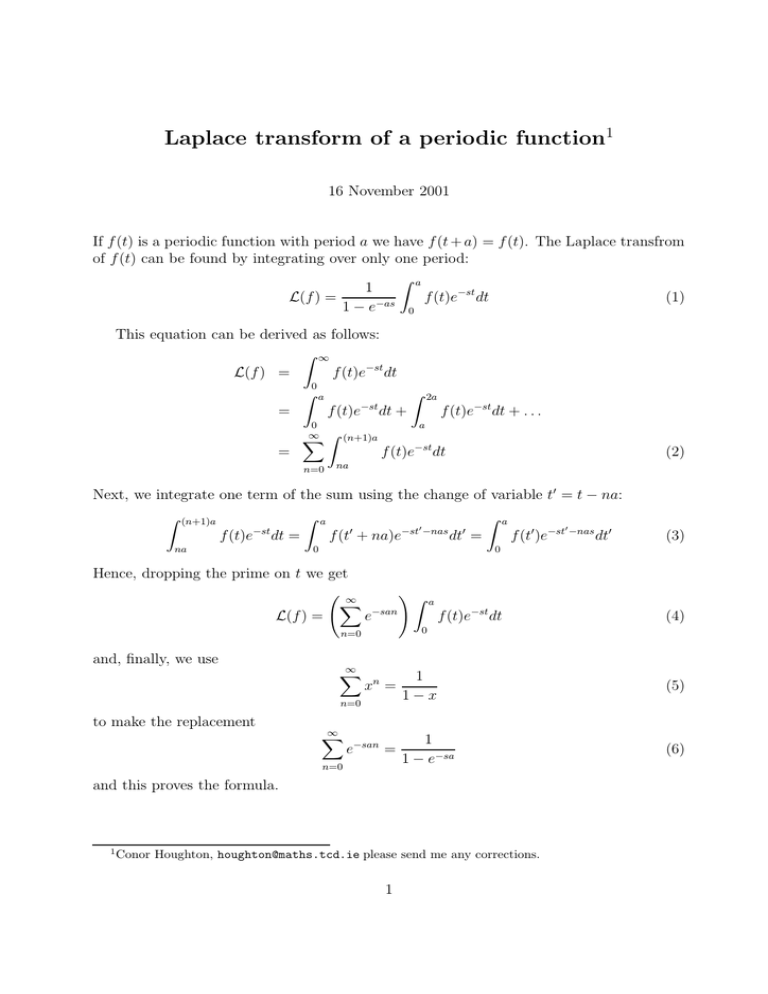 Laplace Transform of Periodic Functions