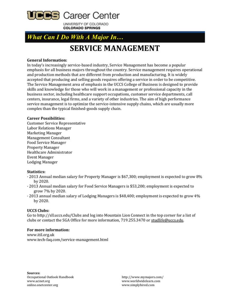 What Can I Do With A Major In… SERVICE MANAGEMENT